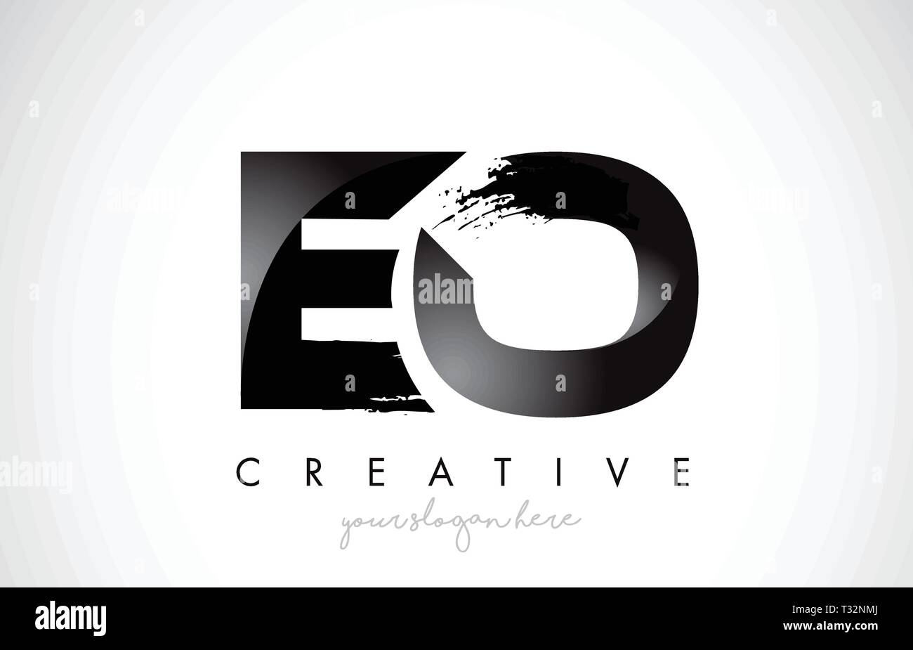 EO Letter Design with Brush Stroke and Modern 3D Look Vector ...