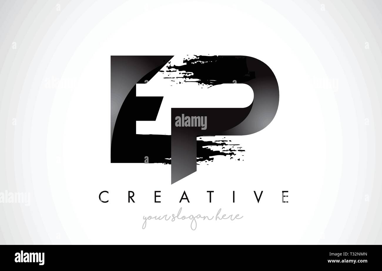 EP Letter Design with Brush Stroke and Modern 3D Look Vector ...