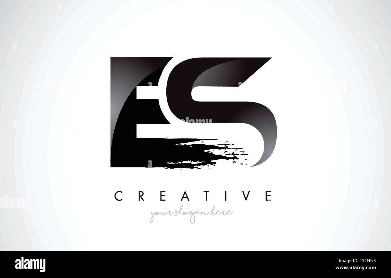 ES E S Letter Design with Brush Stroke and Modern 3D Look Vector ...