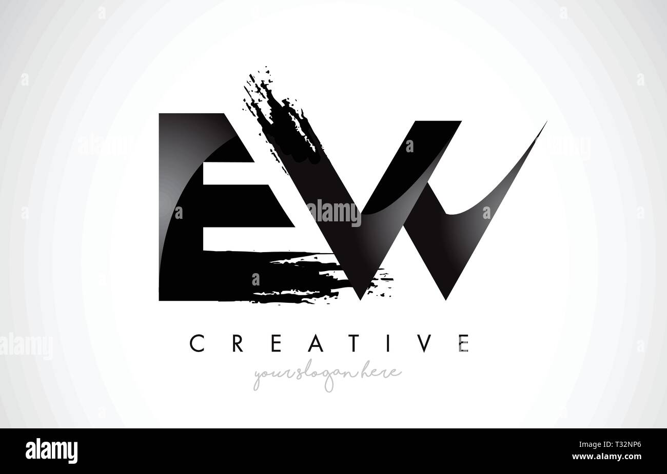 EW Letter Design with Brush Stroke and Modern 3D Look Vector ...
