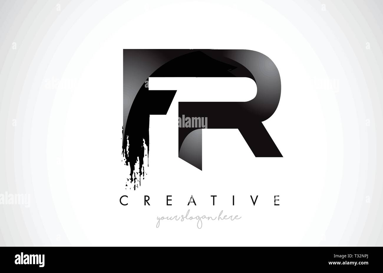 FR Letter Design with Brush Stroke and Modern 3D Look Vector ...