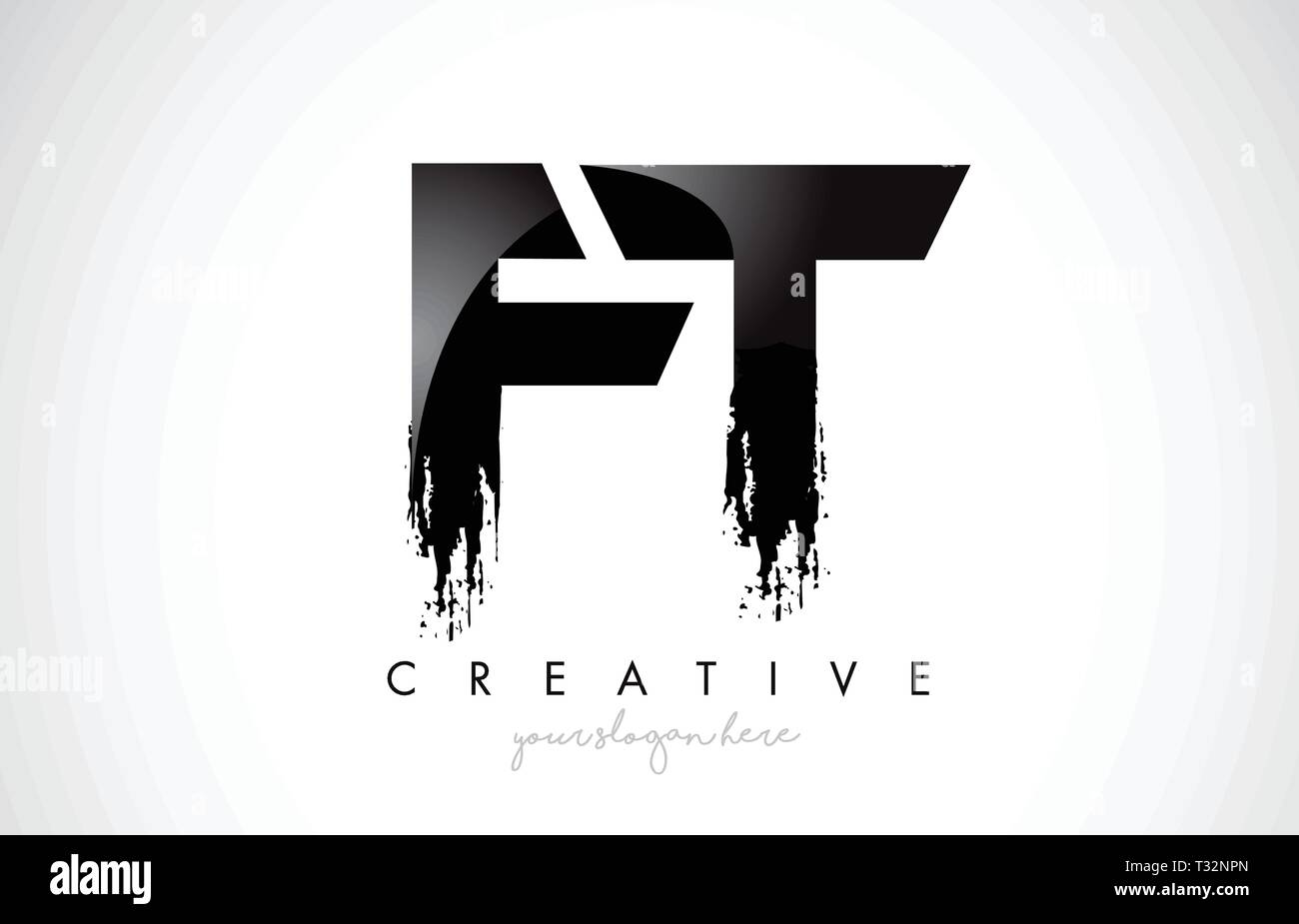 FT Letter Design with Brush Stroke and Modern 3D Look Vector ...
