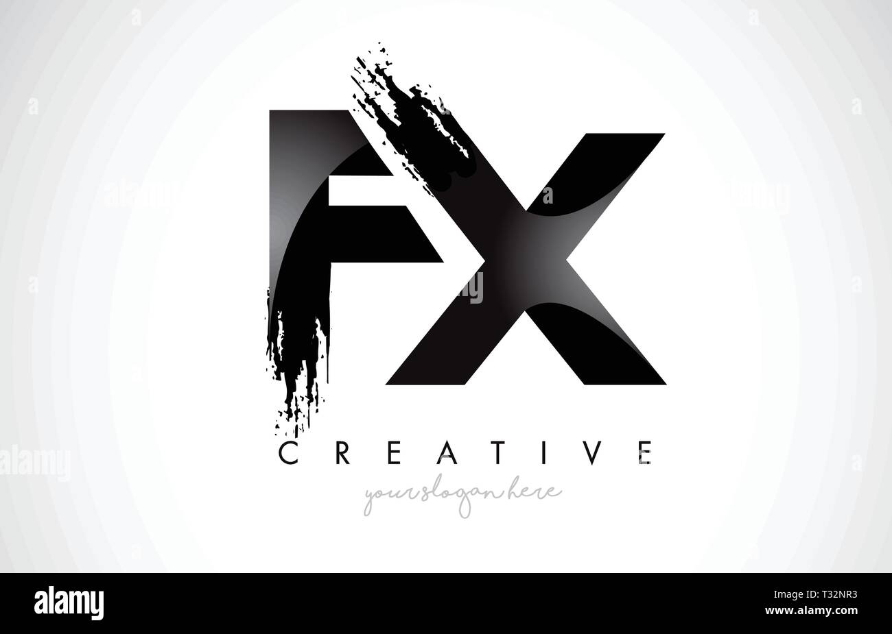 FX Letter Design with Brush Stroke and Modern 3D Look Vector ...