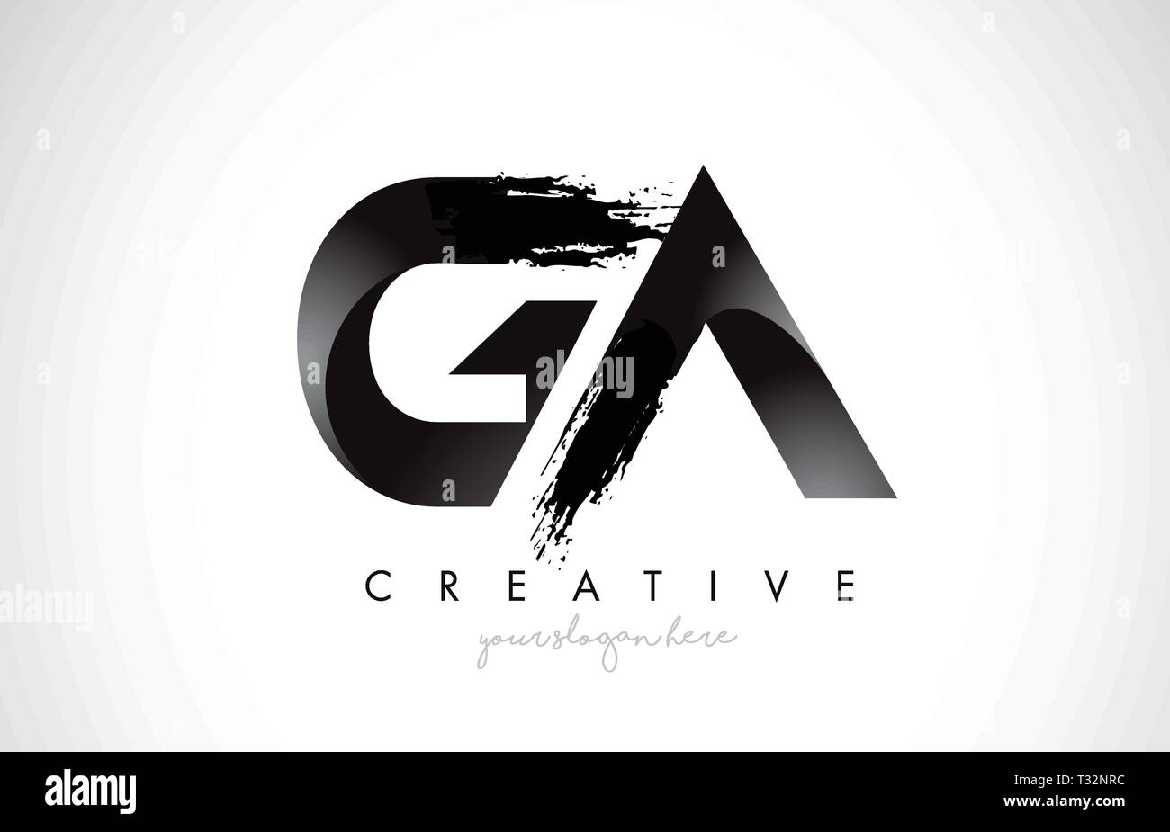 GA Letter Design with Brush Stroke and Modern 3D Look Vector ...