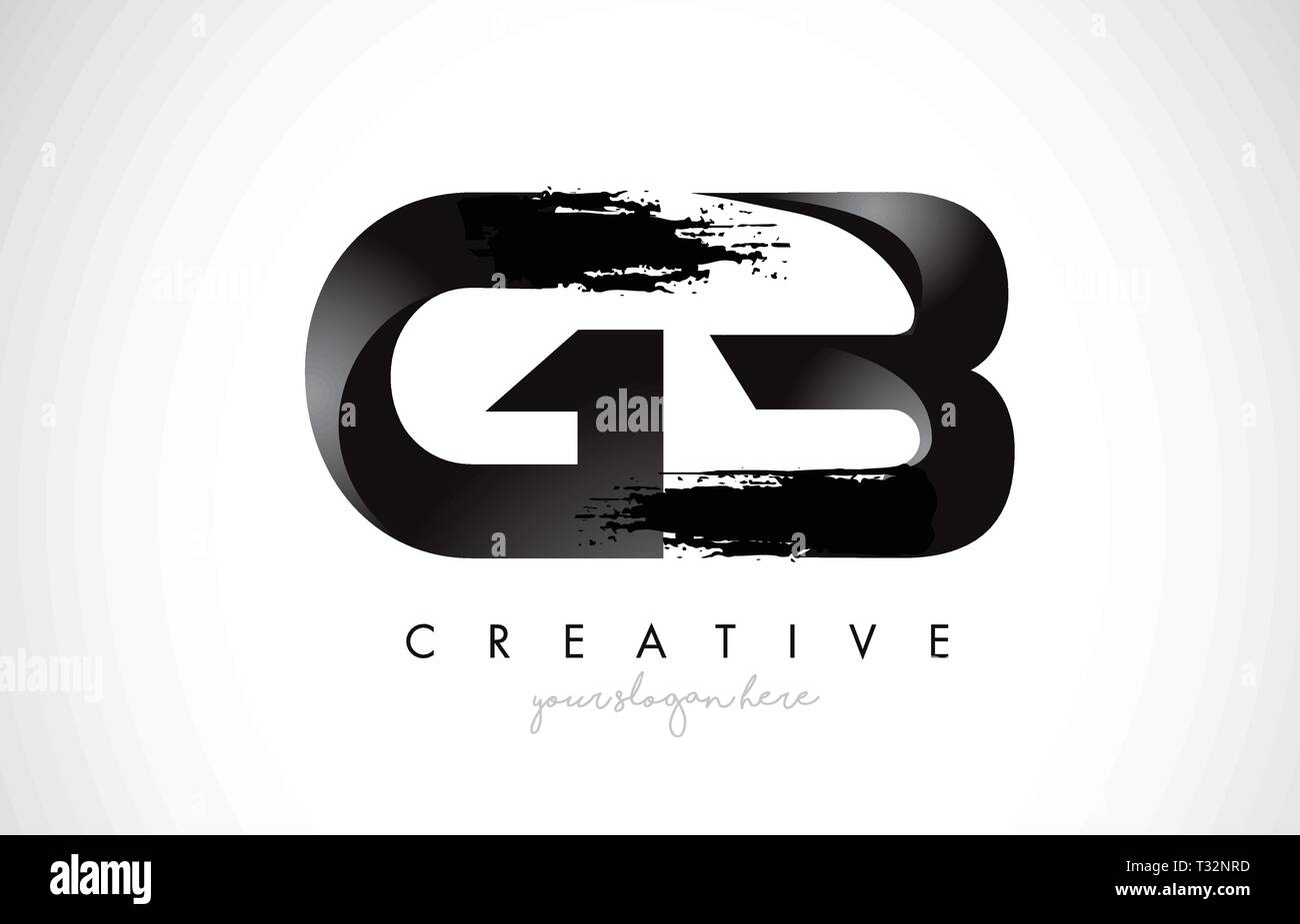 GB Letter Design with Brush Stroke and Modern 3D Look Vector ...