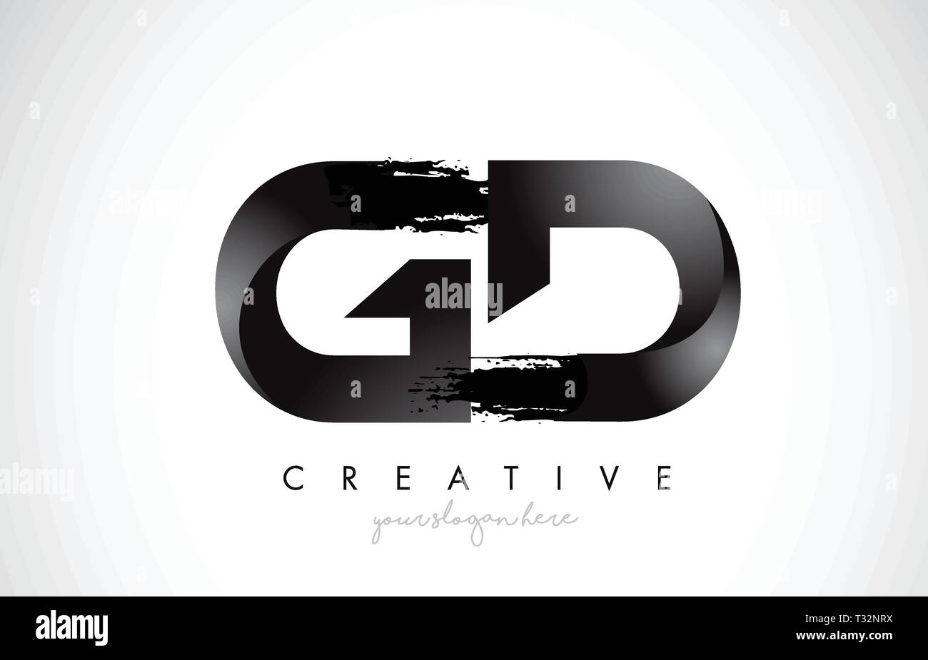 GD Letter Design with Brush Stroke and Modern 3D Look Vector ...