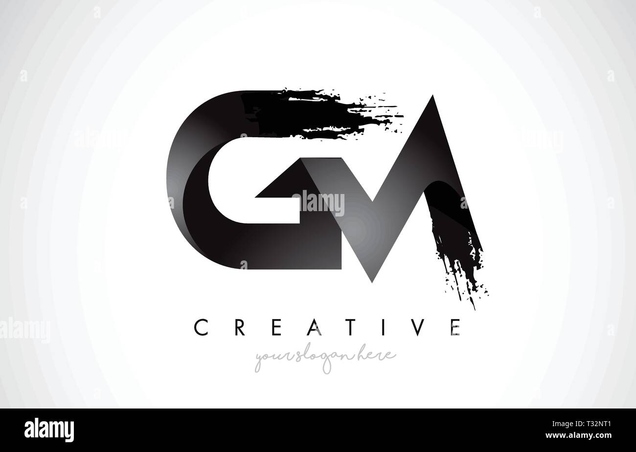 GM Letter Design with Brush Stroke and Modern 3D Look Vector ...