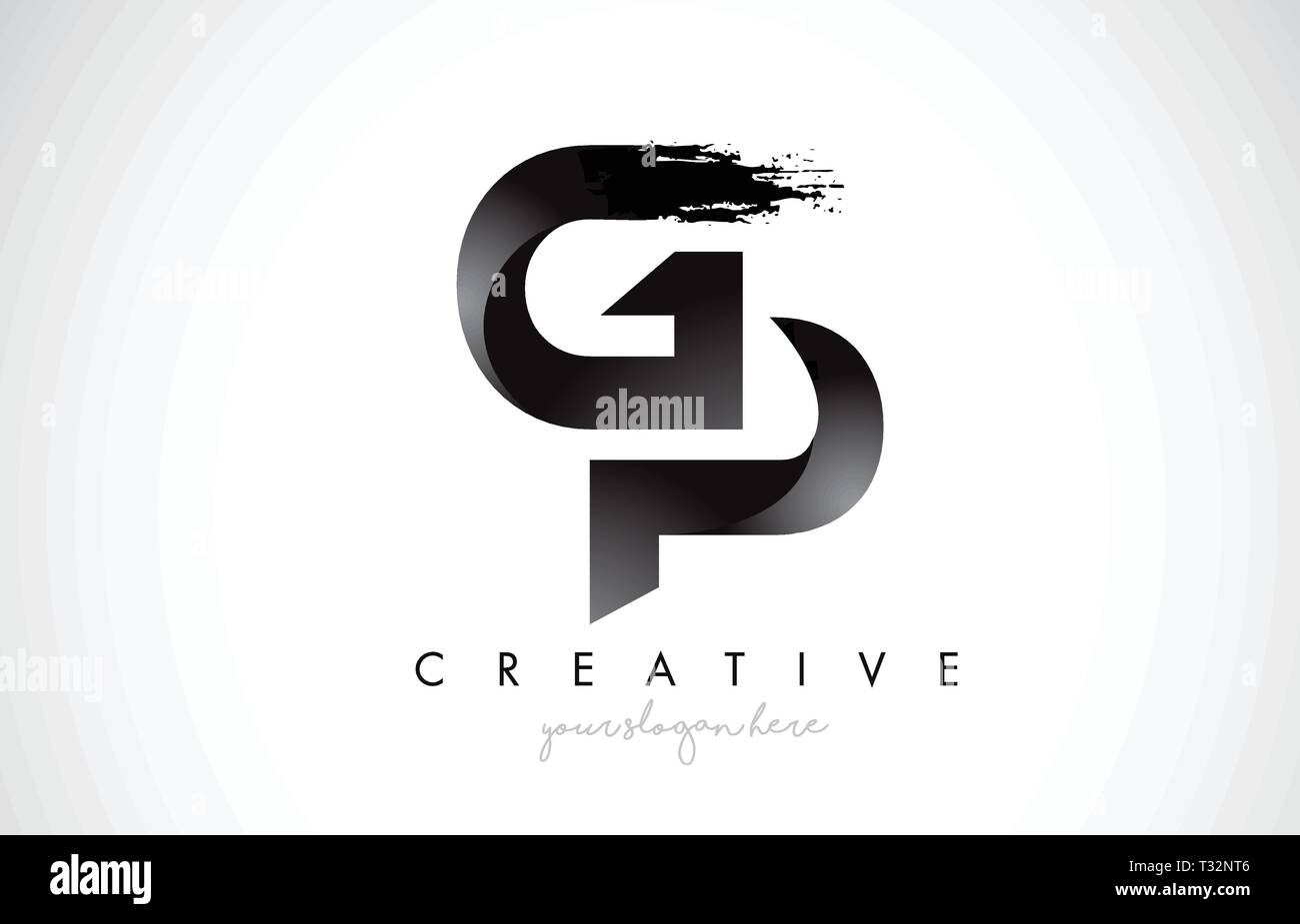 GP Letter Design with Brush Stroke and Modern 3D Look Vector ...