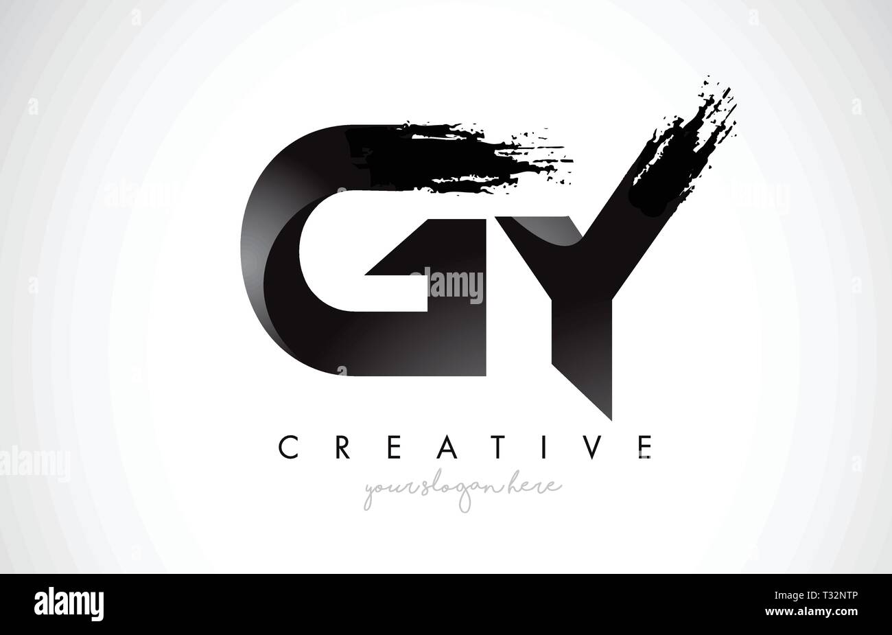 GY Letter Design with Brush Stroke and Modern 3D Look Vector ...
