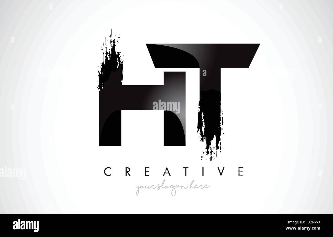 HT Letter Design with Brush Stroke and Modern 3D Look Vector ...