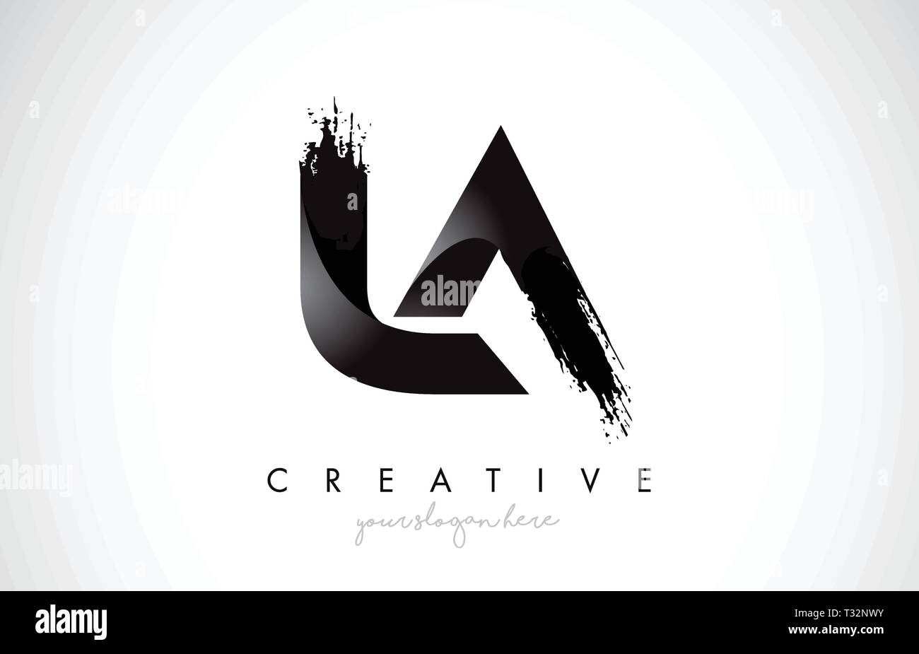 LA Letter Design with Brush Stroke and Modern 3D Look Vector ...