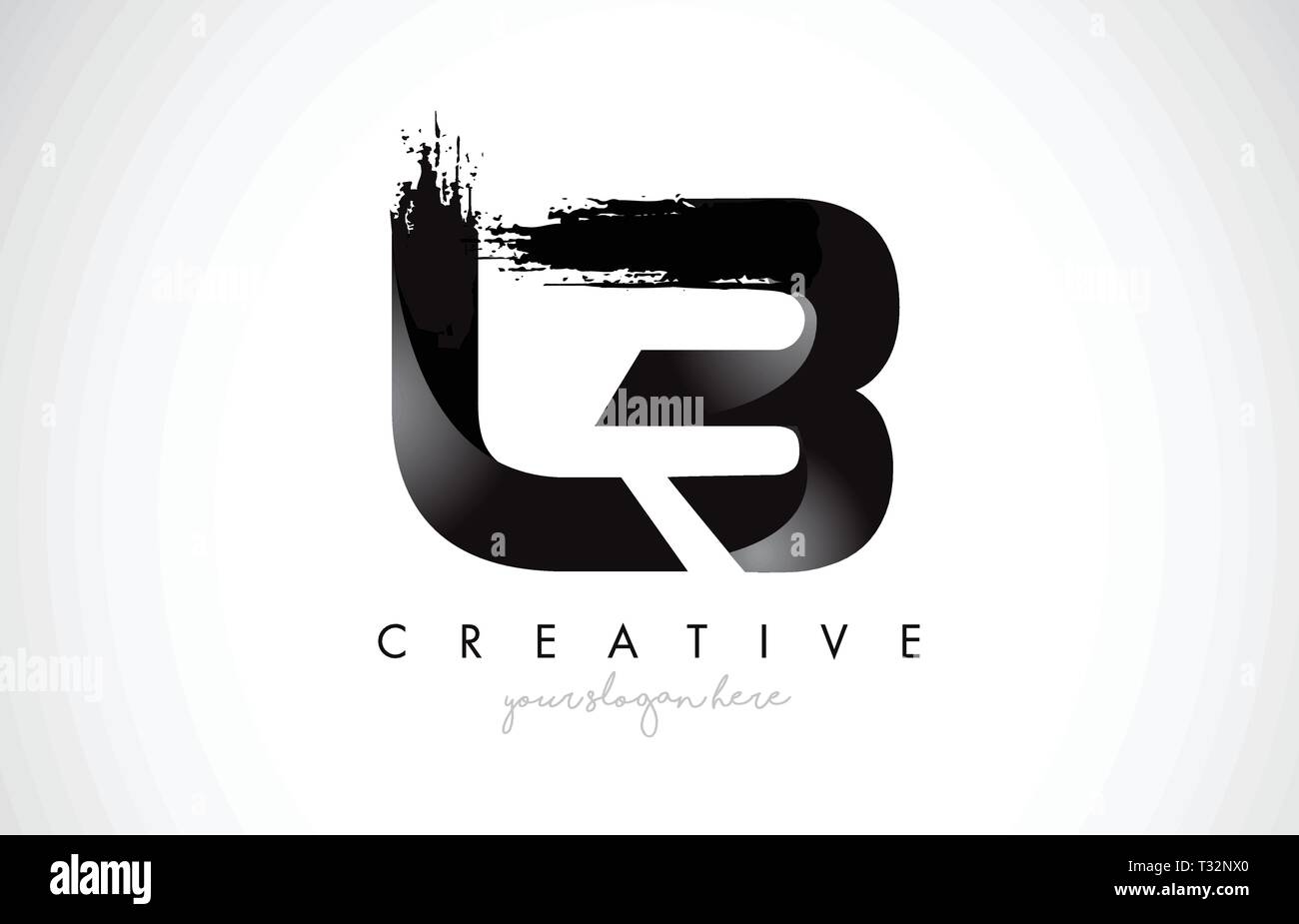 LB Letter Design with Brush Stroke and Modern 3D Look Vector ...