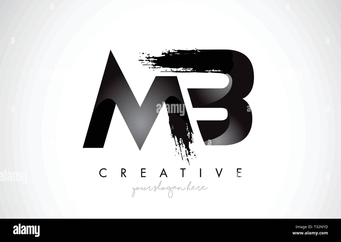 MB Letter Design with Brush Stroke and Modern 3D Look Vector ...