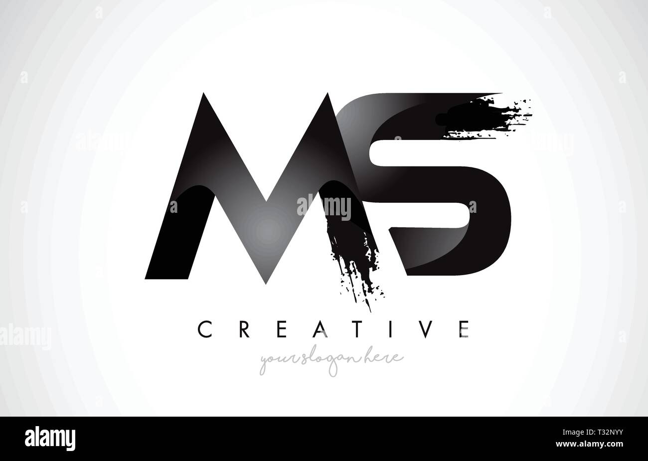 MS Letter Design with Brush Stroke and Modern 3D Look Vector ...