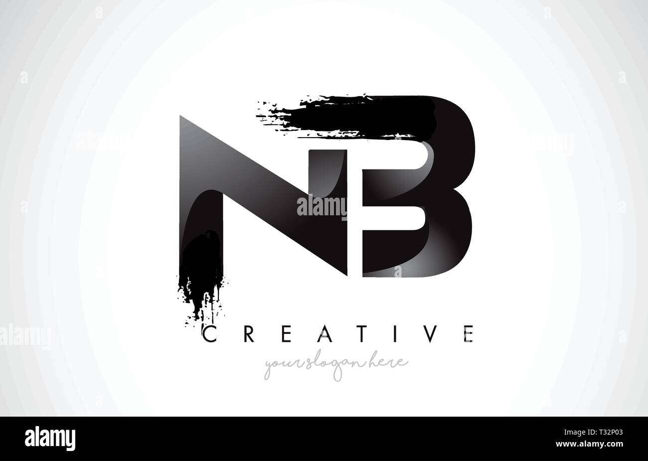 NB Letter Design with Brush Stroke and Modern 3D Look Vector ...
