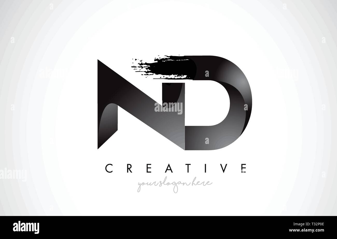 ND Letter Design with Brush Stroke and Modern 3D Look Vector ...