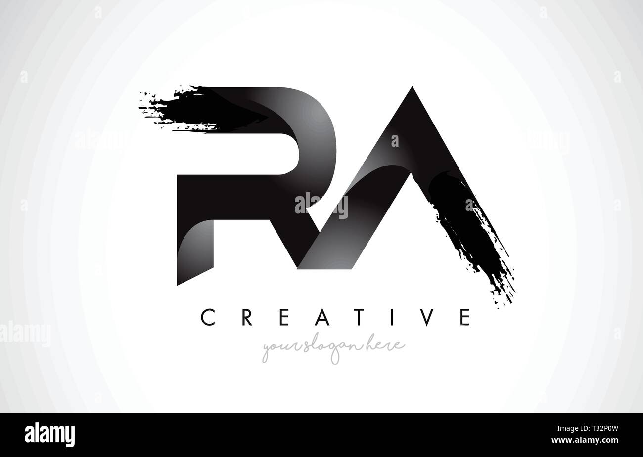 RA Letter Design with Brush Stroke and Modern 3D Look Vector ...