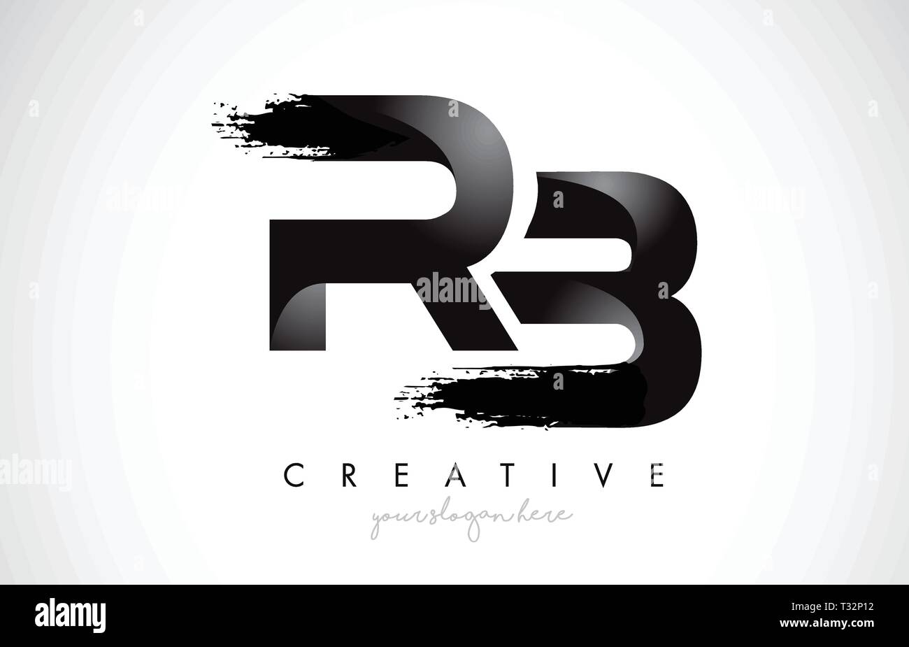RB Letter Design with Brush Stroke and Modern 3D Look Vector ...