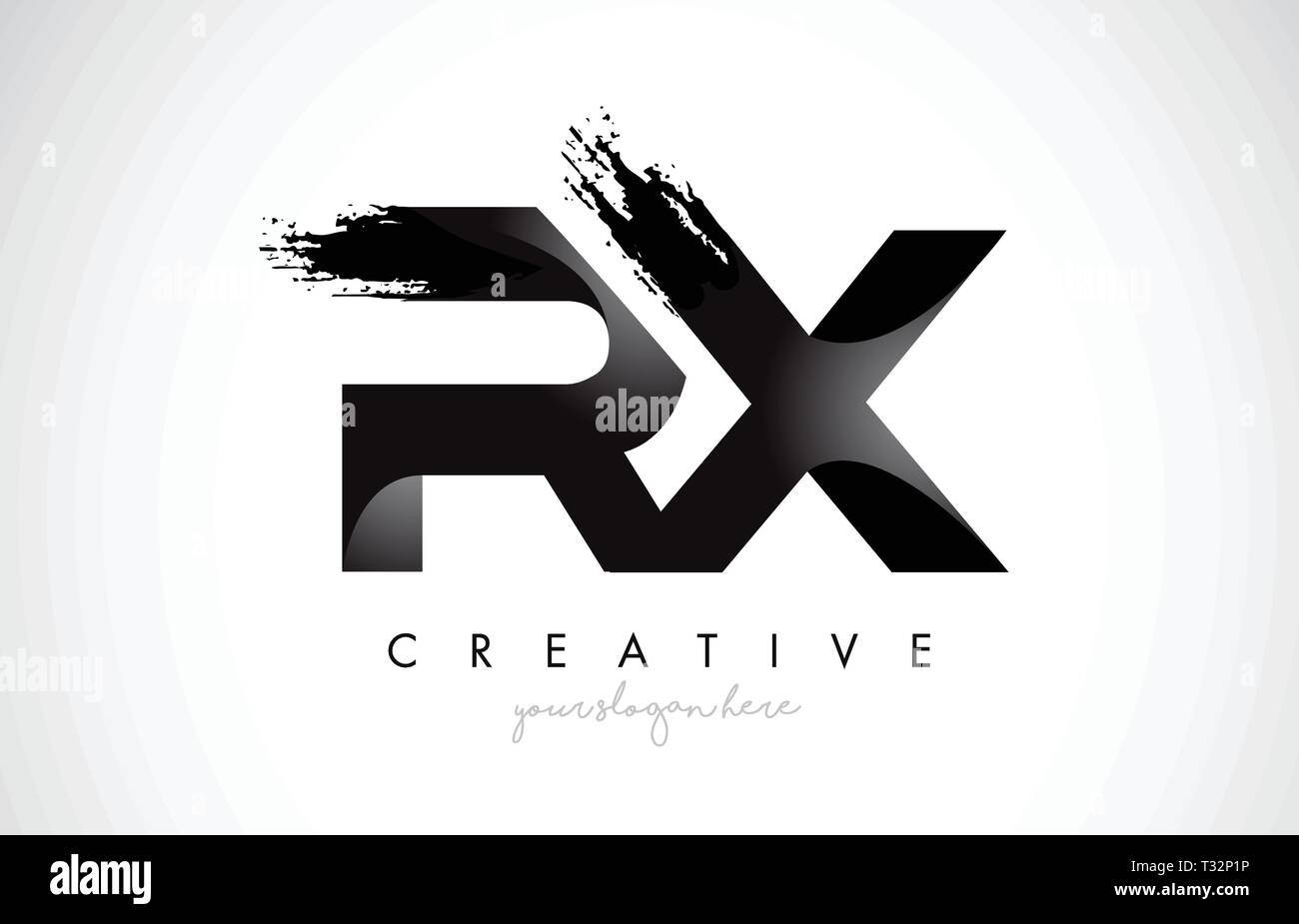 RX Letter Design with Brush Stroke and Modern 3D Look Vector ...