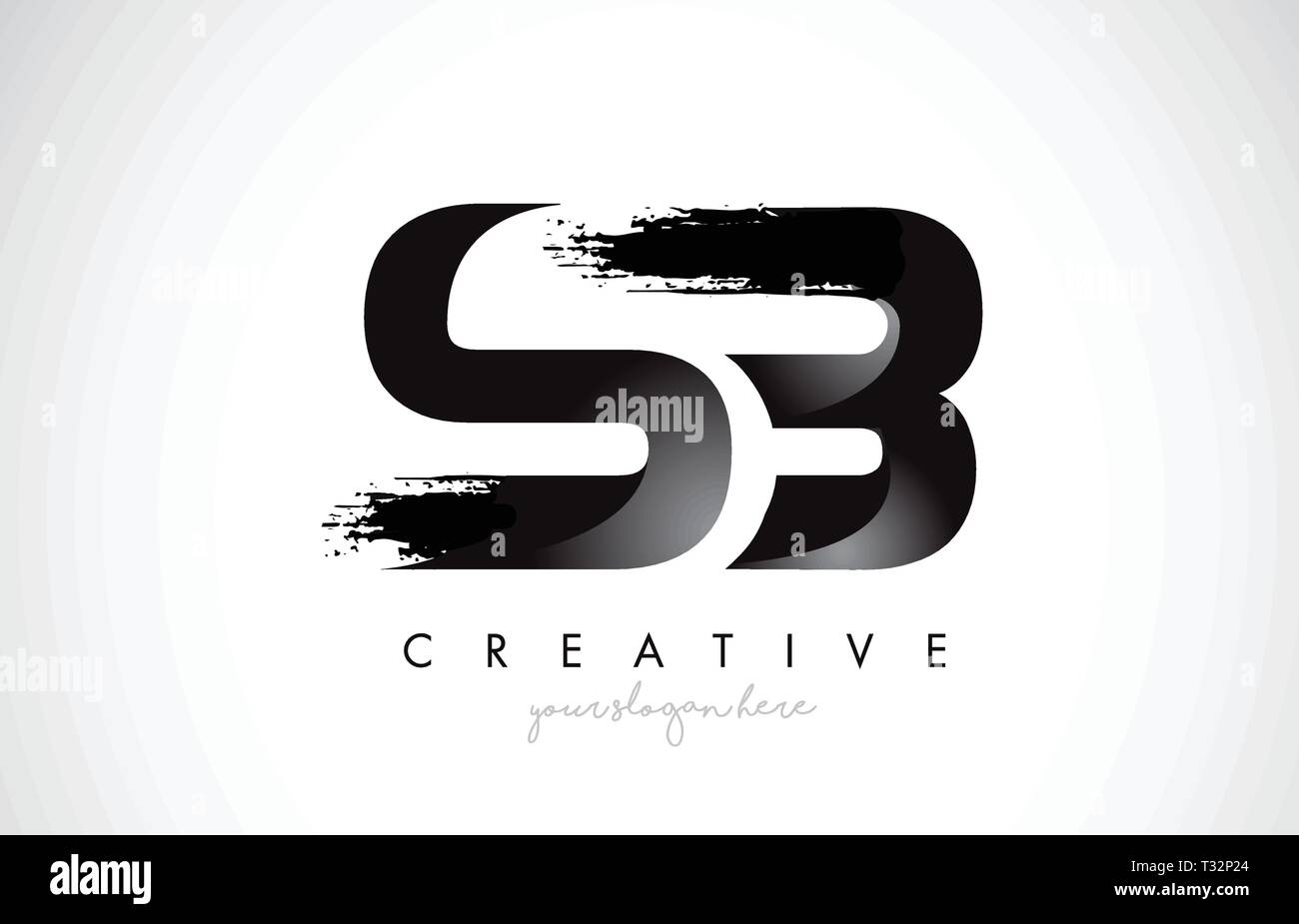 SB Letter Design with Brush Stroke and Modern 3D Look Vector ...