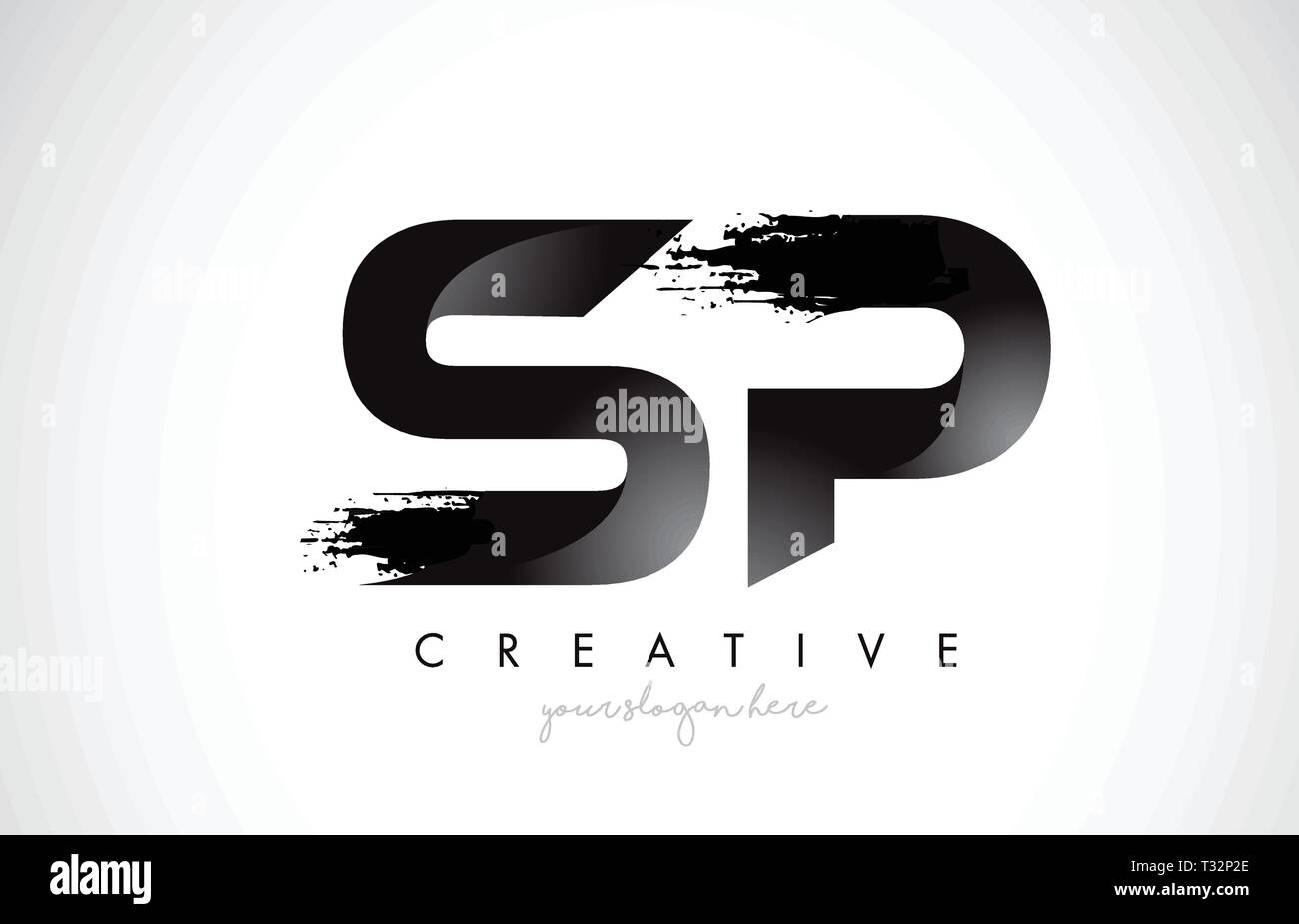 SP Letter Design with Brush Stroke and Modern 3D Look Vector ...