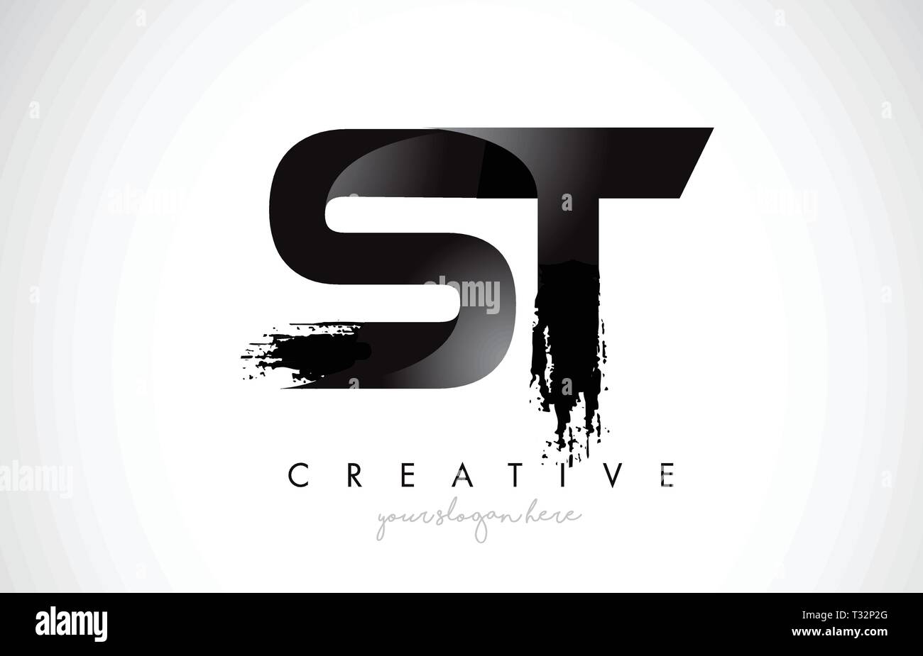 ST Letter Design with Brush Stroke and Modern 3D Look Vector ...