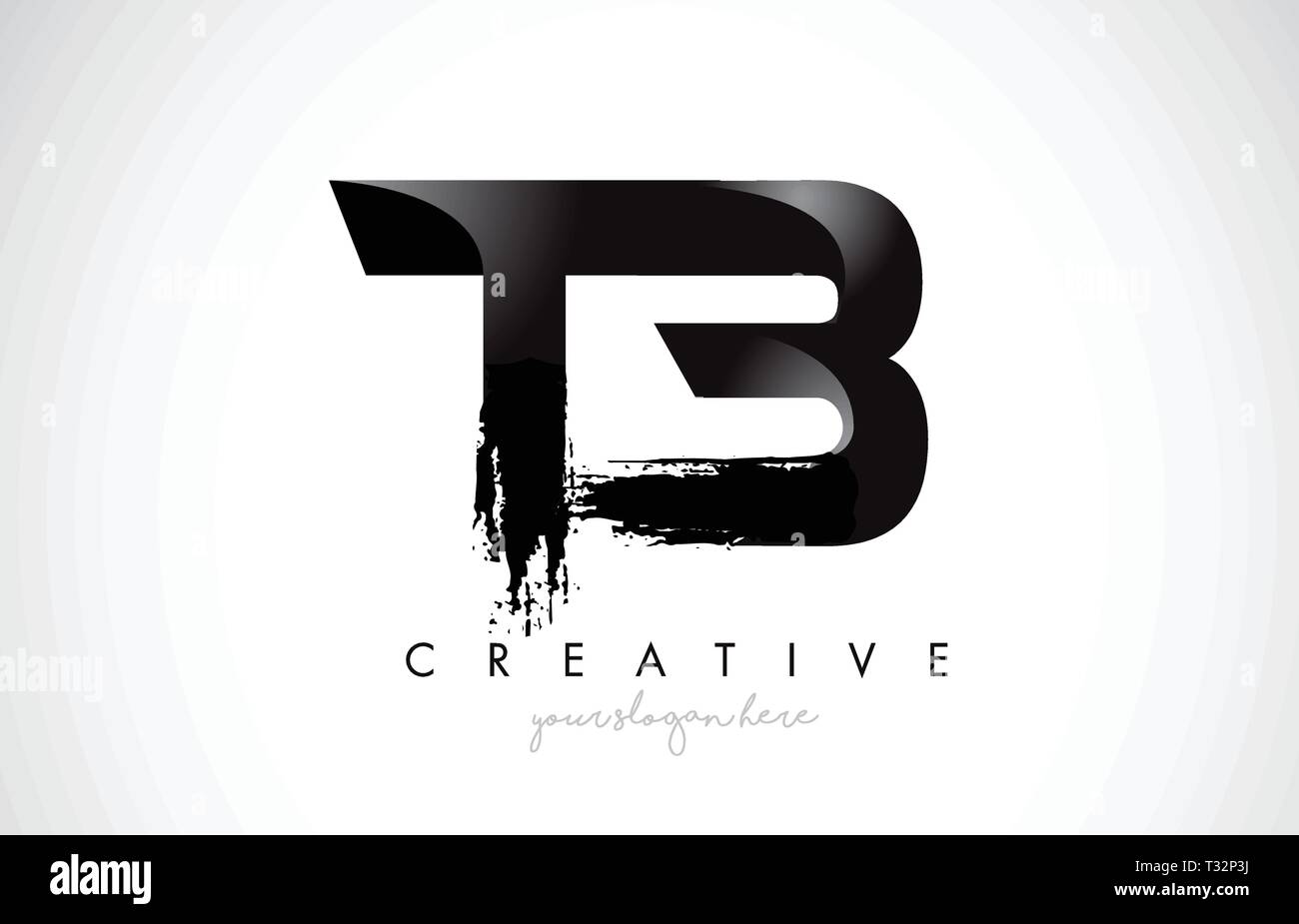 TB Letter Design with Brush Stroke and Modern 3D Look Vector ...