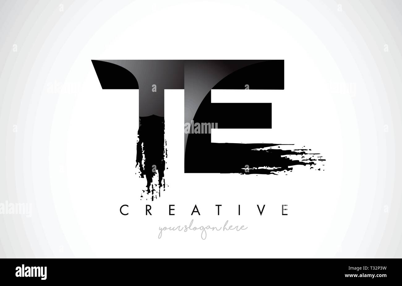 TE Letter Design with Brush Stroke and Modern 3D Look Vector ...