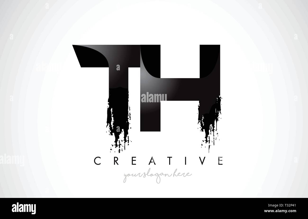 TH Letter Design with Brush Stroke and Modern 3D Look Vector ...