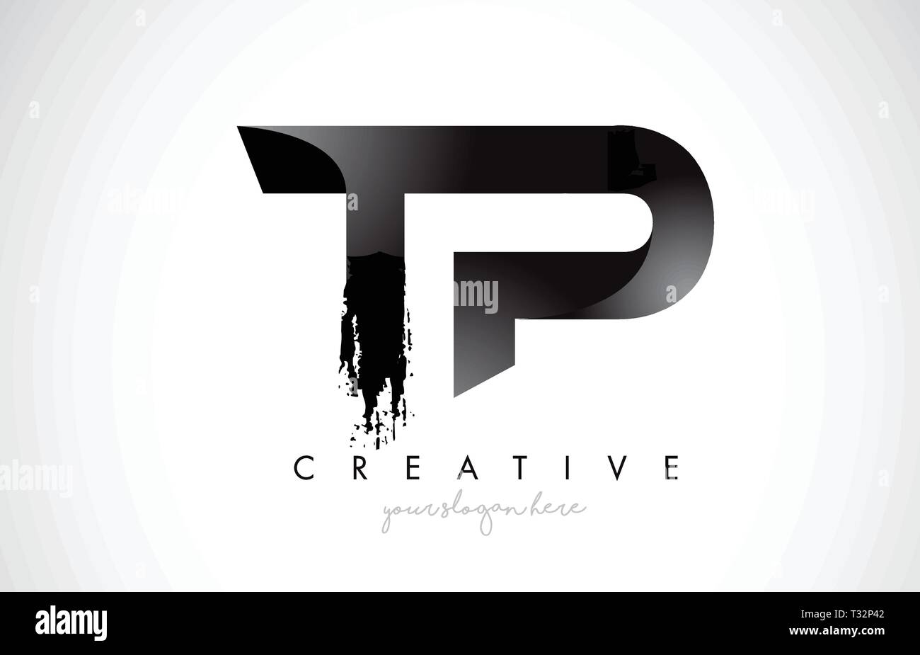 TP Letter Design with Brush Stroke and Modern 3D Look Vector ...