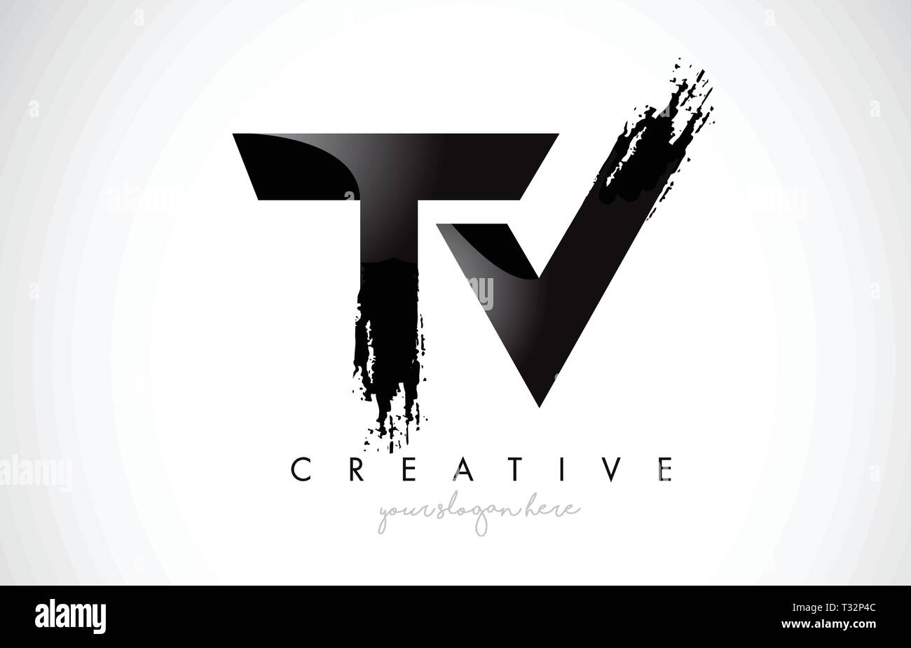 TV Letter Design with Brush Stroke and Modern 3D Look Vector ...