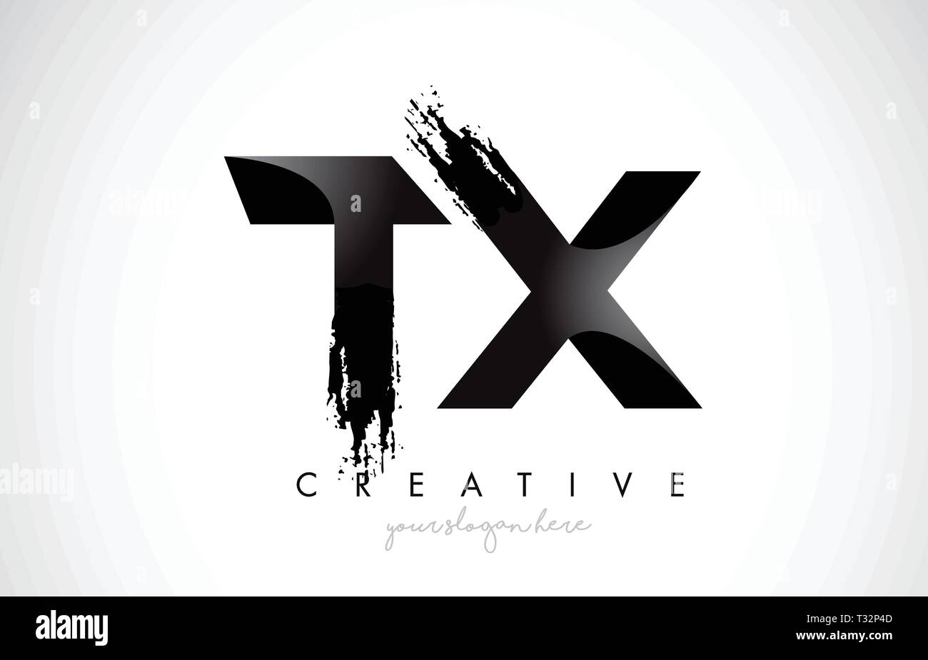 TX Letter Design with Brush Stroke and Modern 3D Look Vector ...