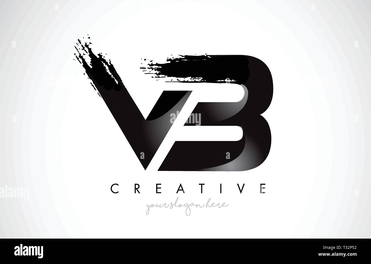 VB Letter Design with Brush Stroke and Modern 3D Look Vector ...