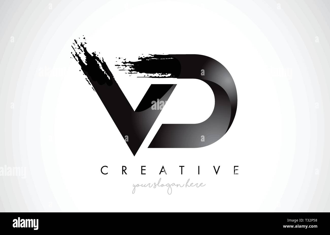 VD Letter Design with Brush Stroke and Modern 3D Look Vector ...