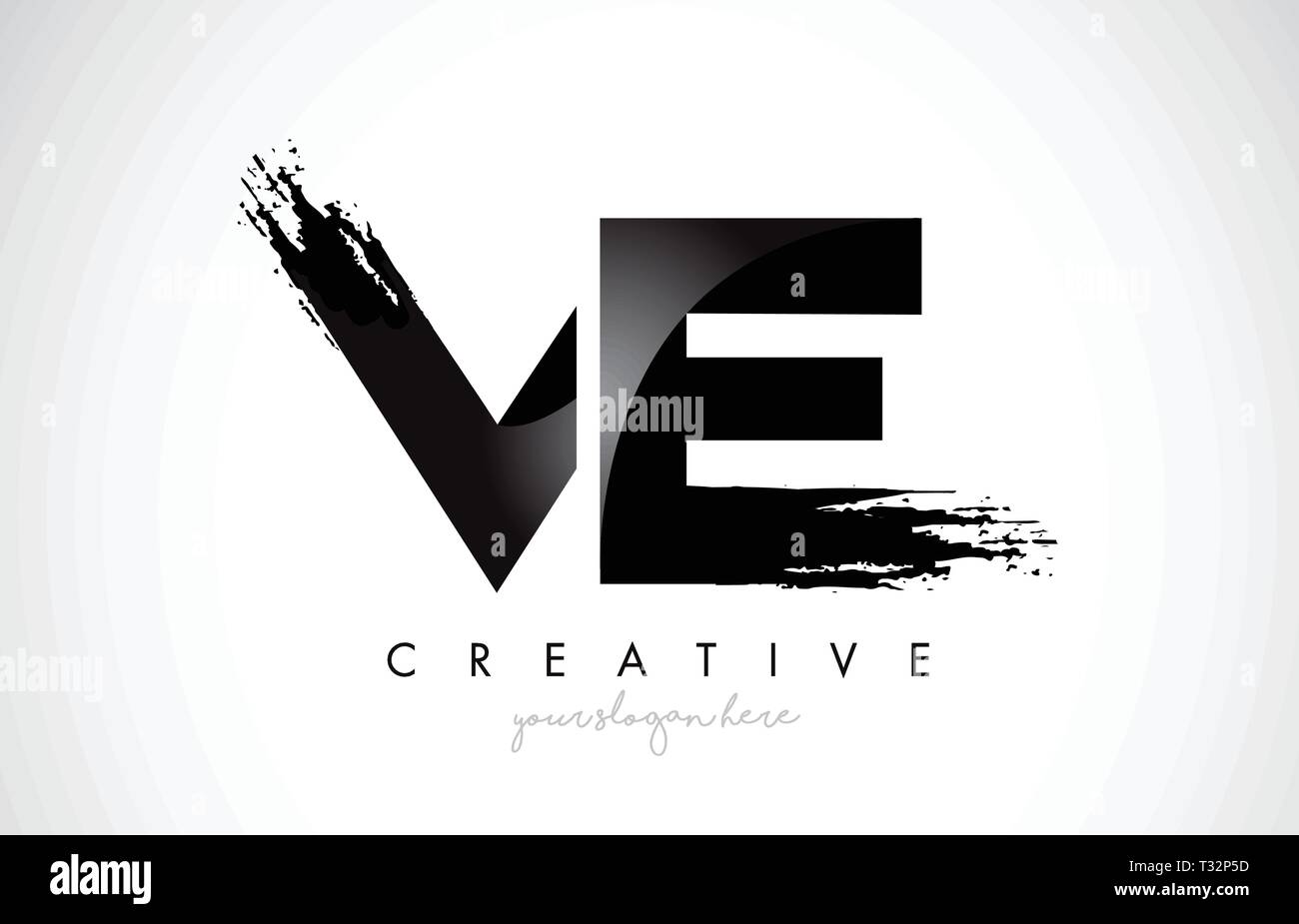 VE Letter Design with Brush Stroke and Modern 3D Look Vector ...