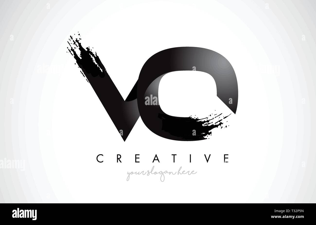 VO Letter Design with Brush Stroke and Modern 3D Look Vector ...