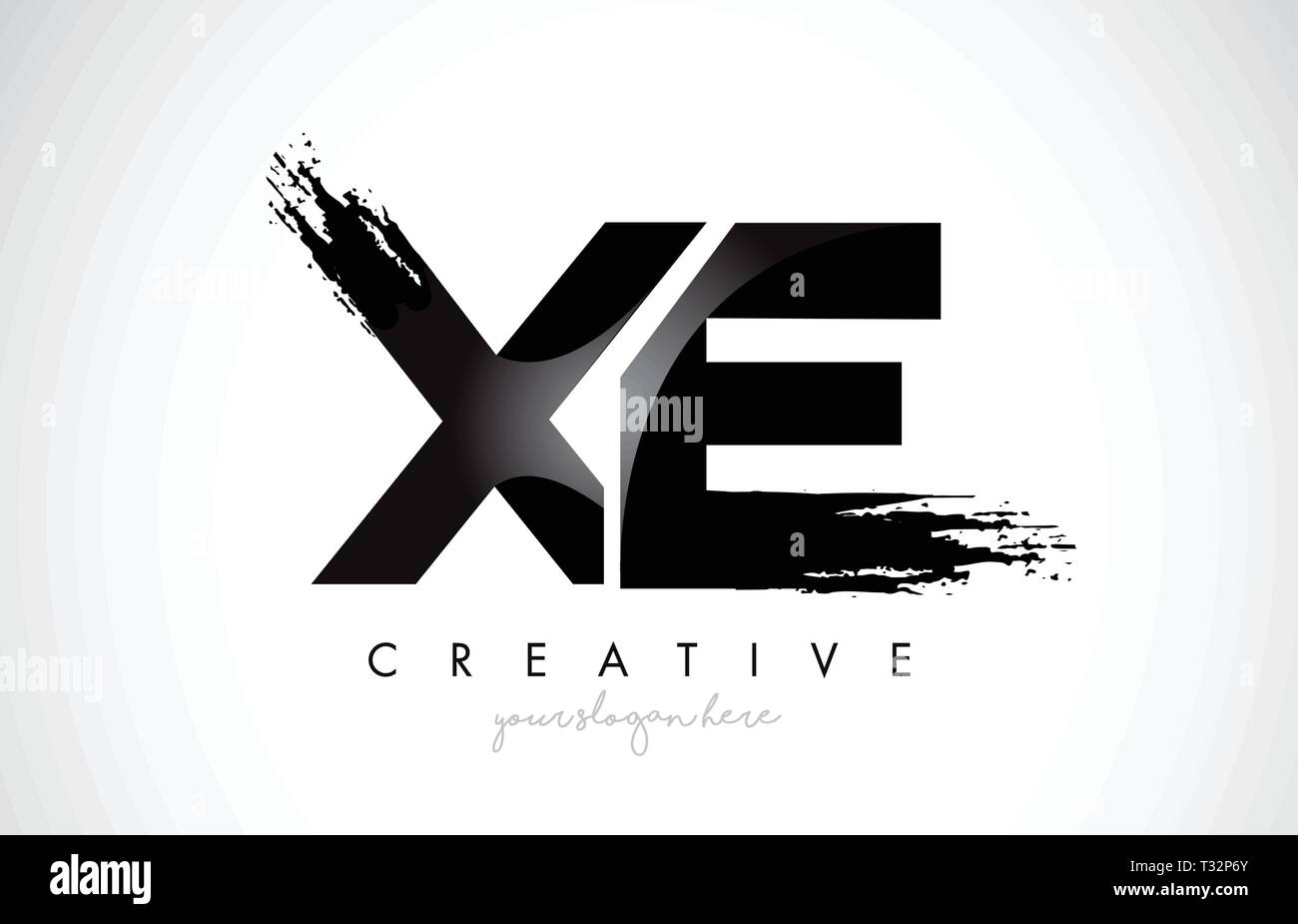XE Letter Design with Brush Stroke and Modern 3D Look Vector ...