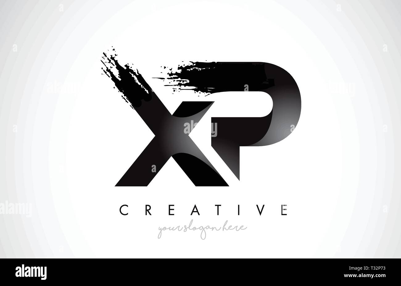 XP Letter Design with Brush Stroke and Modern 3D Look Vector ...