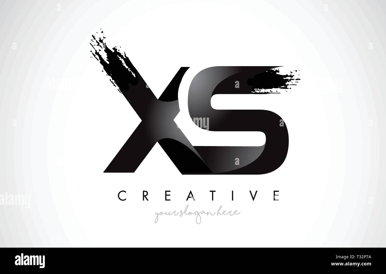 XS Letter Design with Brush Stroke and Modern 3D Look Vector ...