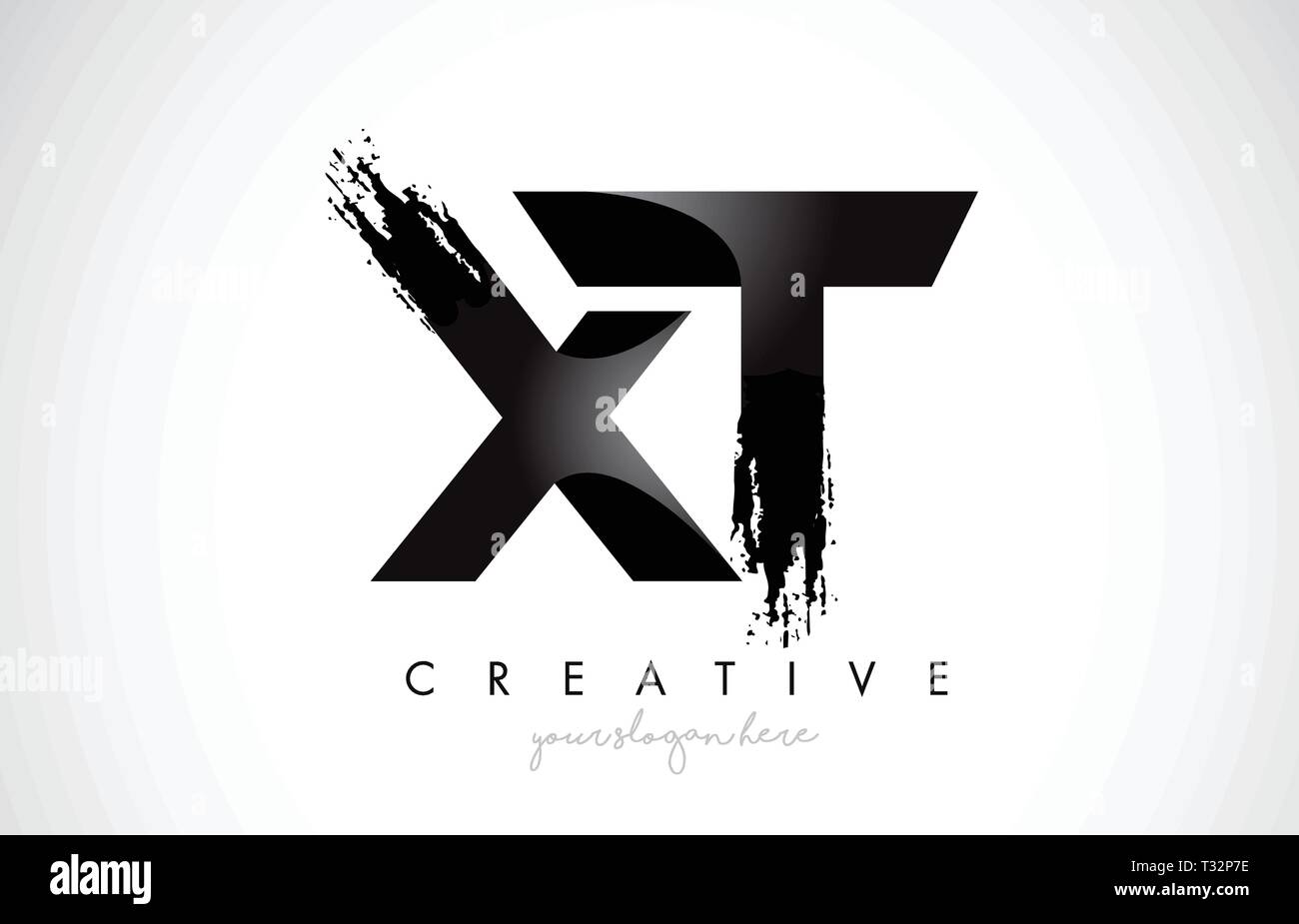 XT Letter Design with Brush Stroke and Modern 3D Look Vector ...