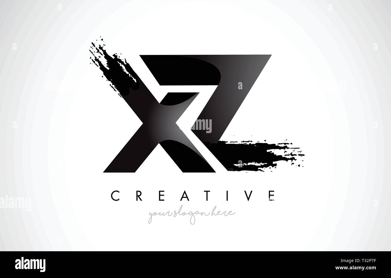 XZ Letter Design with Brush Stroke and Modern 3D Look Vector ...