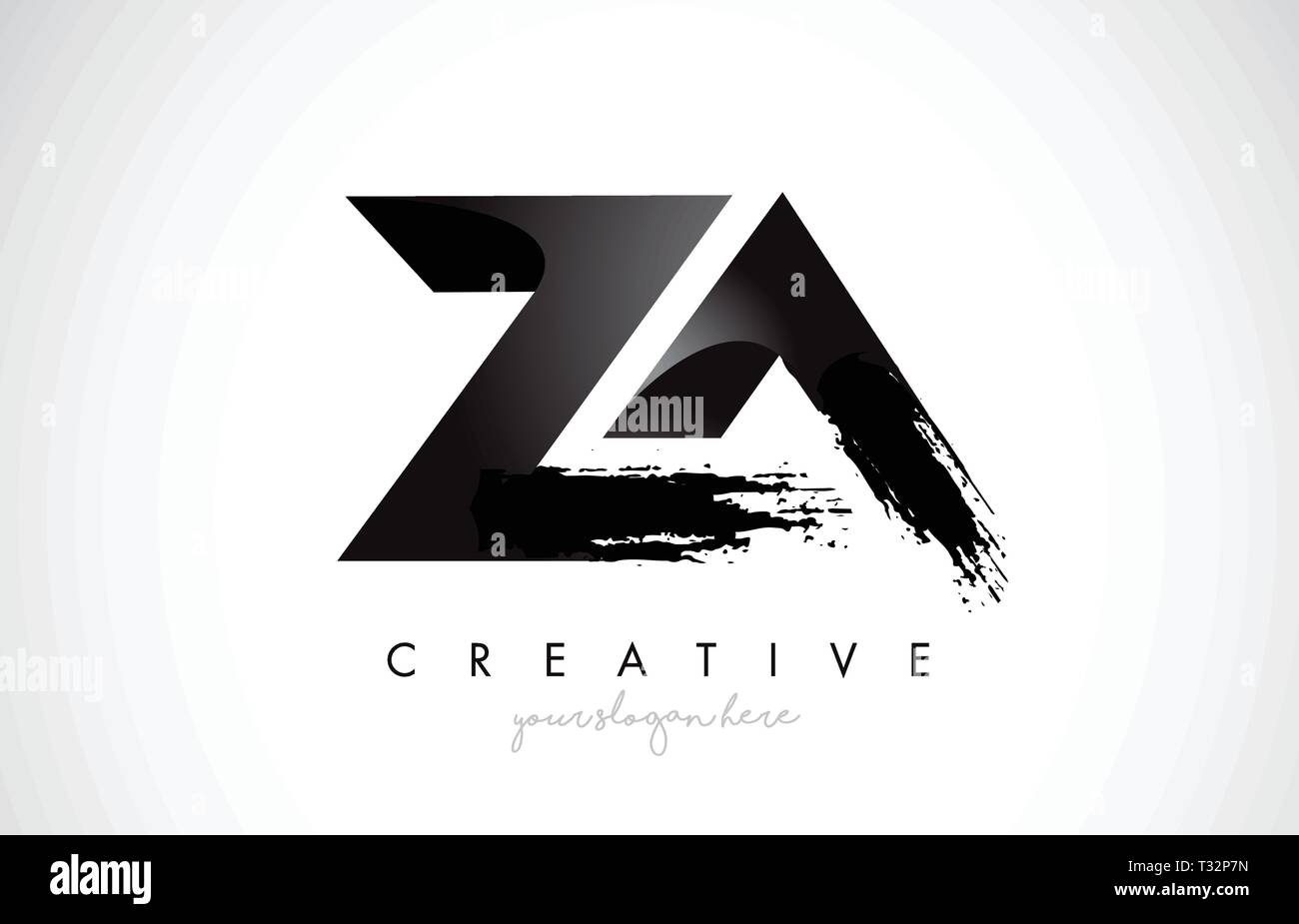 ZA Letter Design with Brush Stroke and Modern 3D Look Vector ...