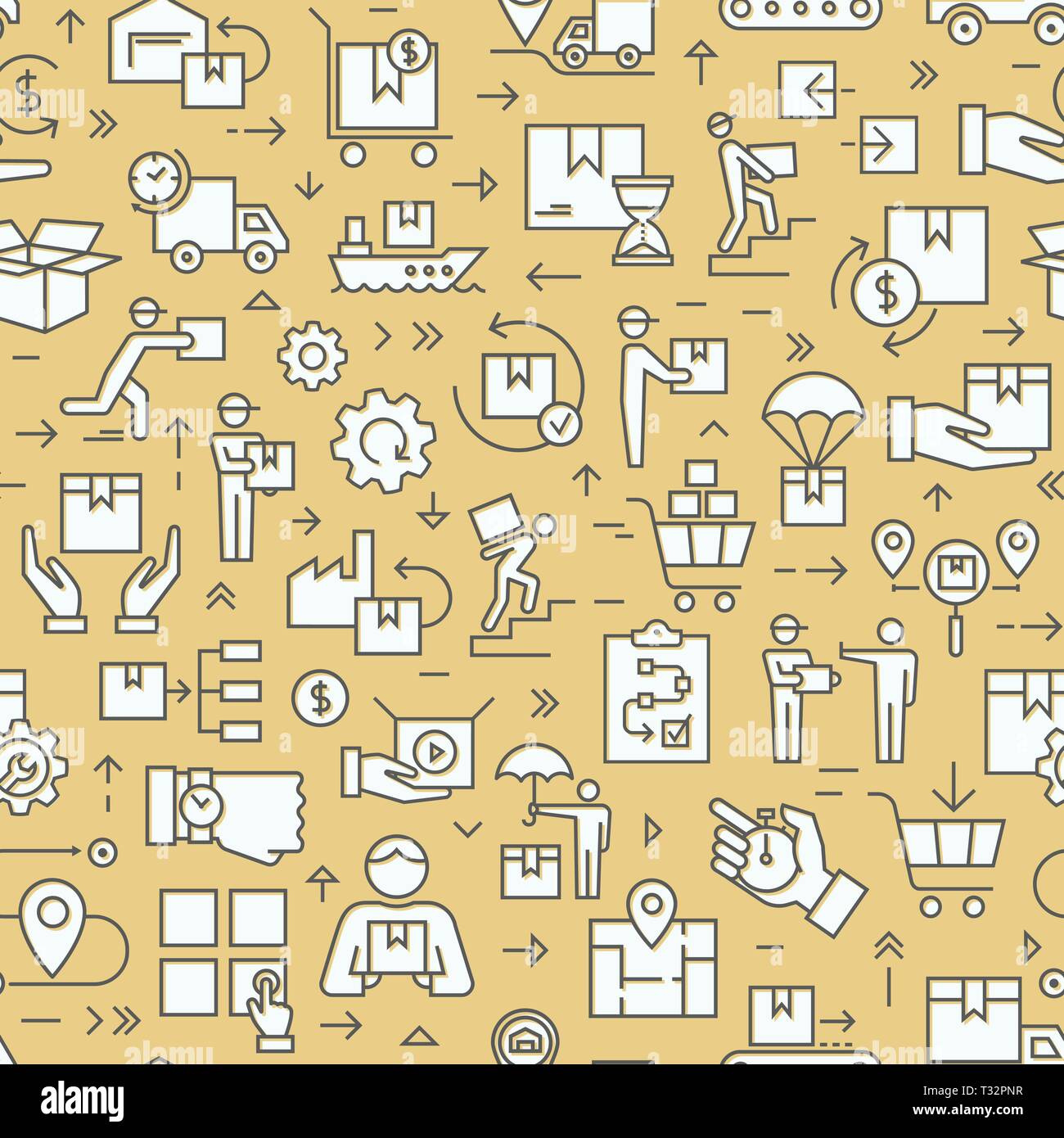 Seamless color patterns on the theme of logistics and delivery of ...