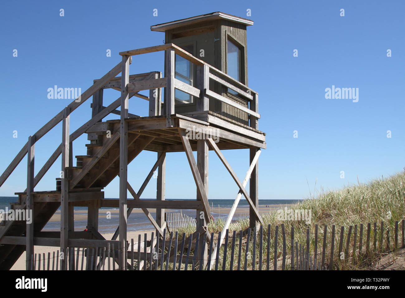 Wood lookout at beach Stock Photo - Alamy