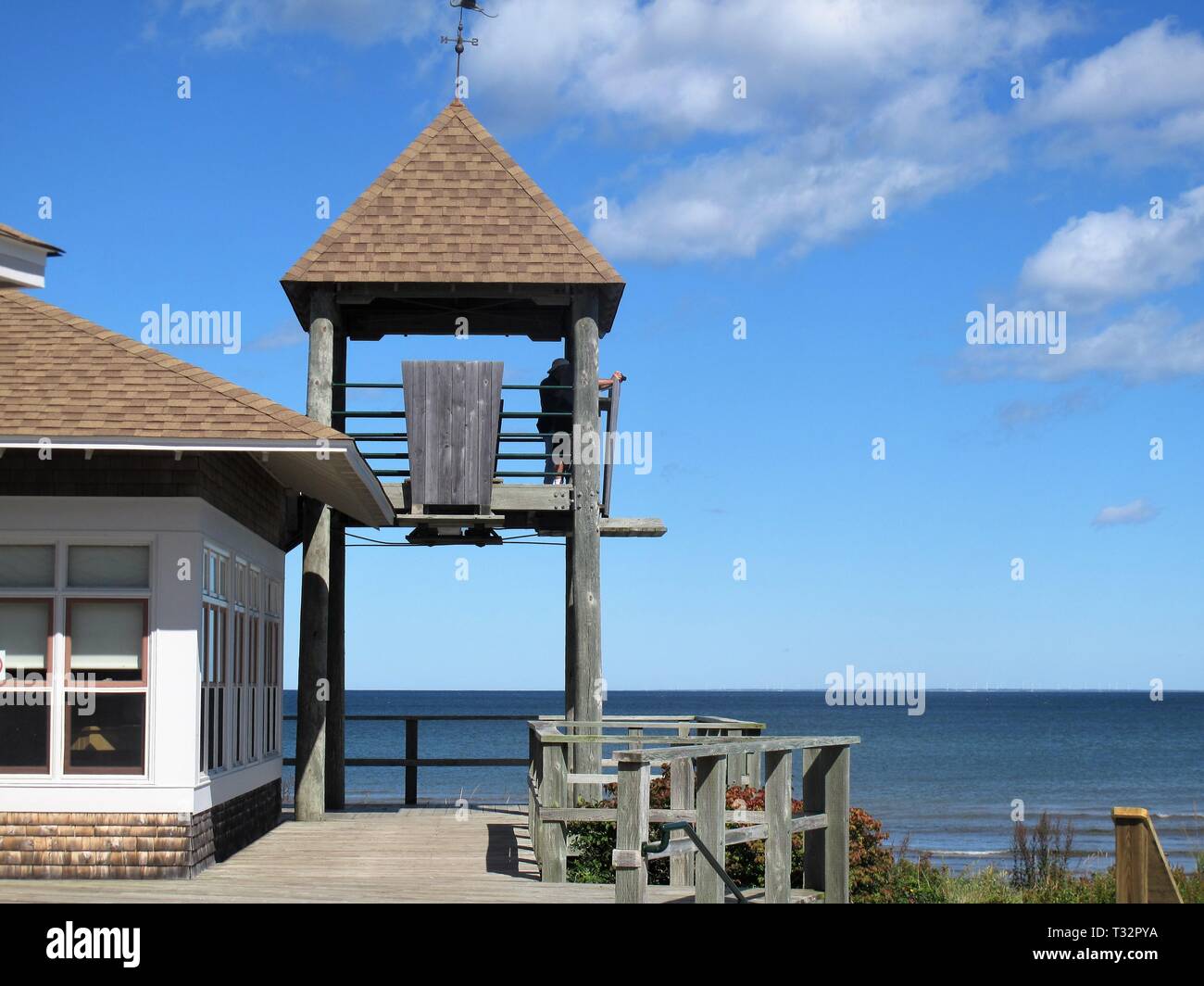 Wood lookout at beach Stock Photo - Alamy