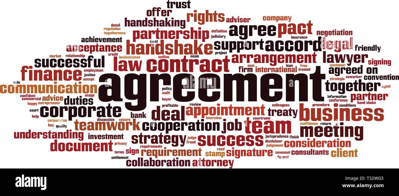 Agreement word cloud concept. Collage made of words about agreement ...