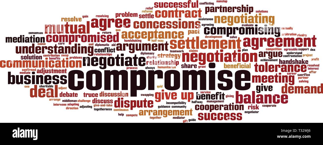 Compromise word cloud concept. Collage made of words about compromise ...
