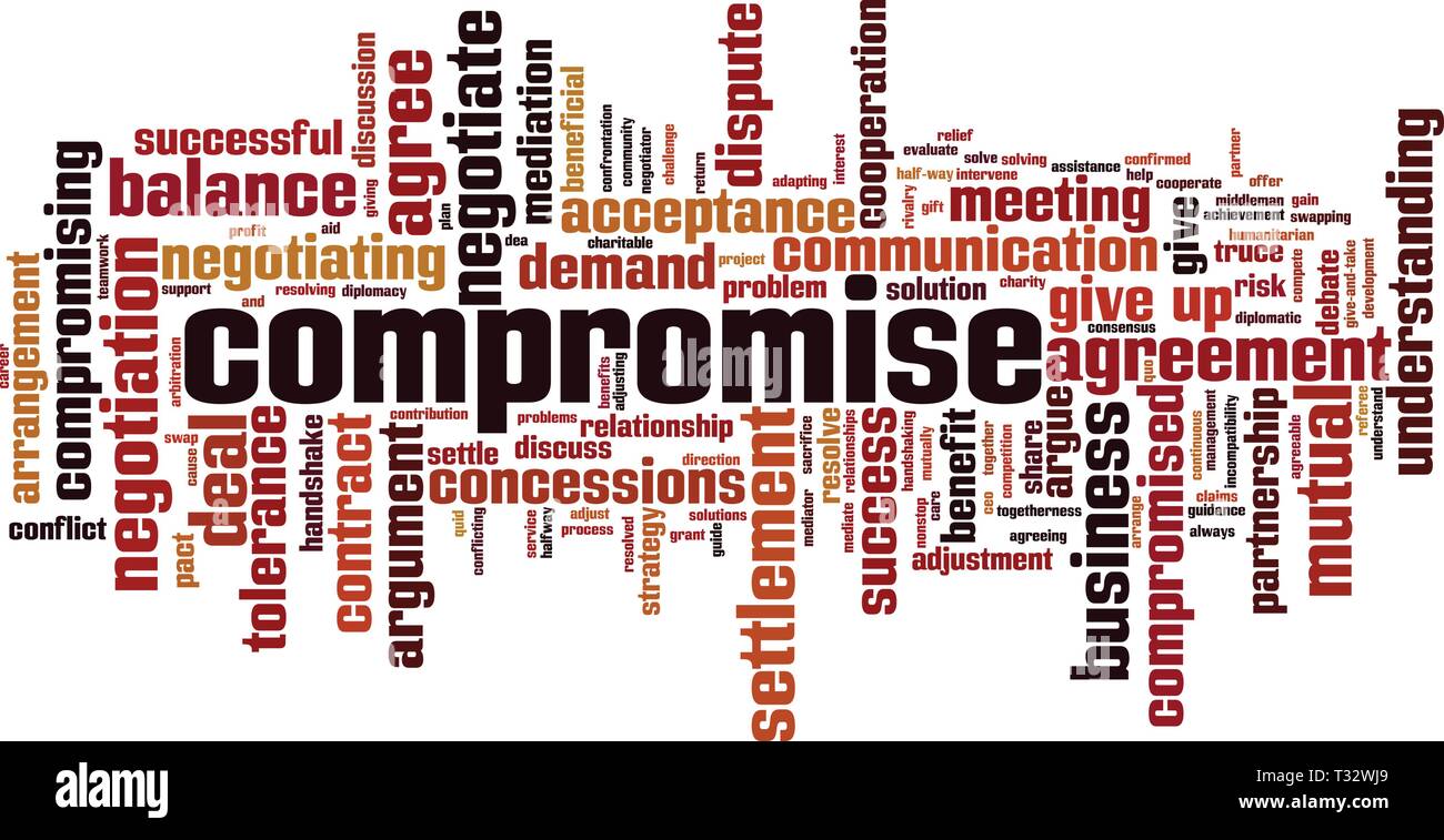 Compromise word cloud concept. Collage made of words about compromise ...