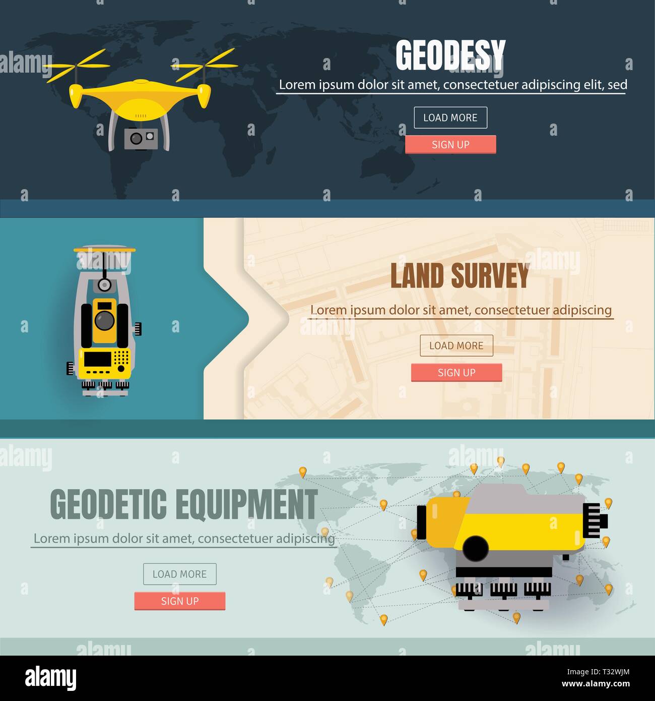 Geodetic measuring equipment banner set, engineering technology for ...