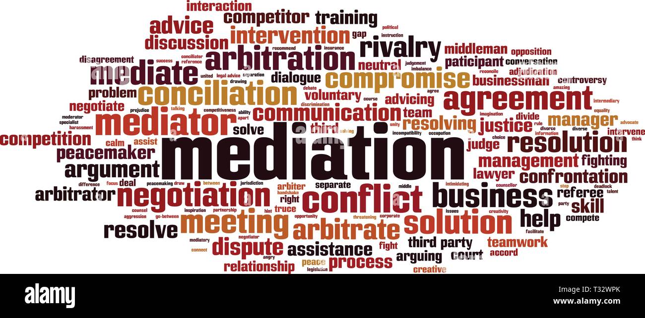 Mediation word cloud concept. Collage made of words about mediation ...